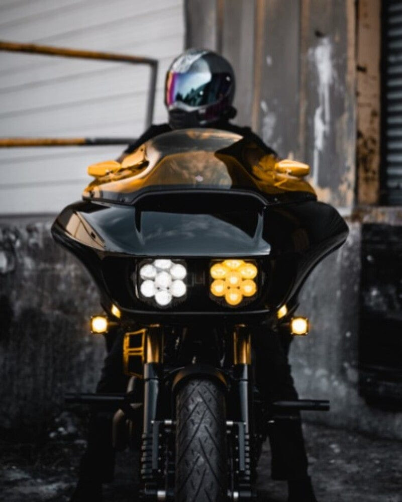 Custom Dynamics Shark Demon 2 Amber White LED Headlight Harley Road Gl ...