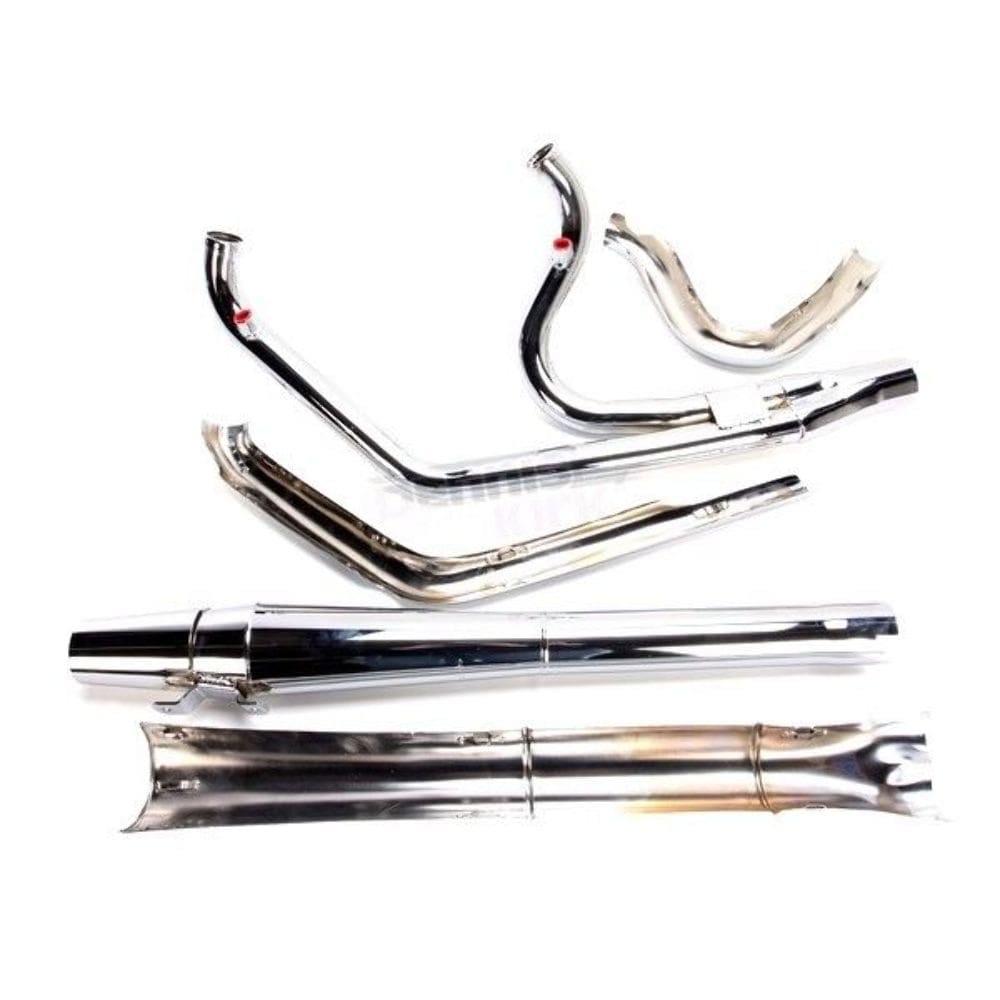 Thunderheader Chrome 2 into 1 Exhaust Pipe Header Muffler System Harle ...