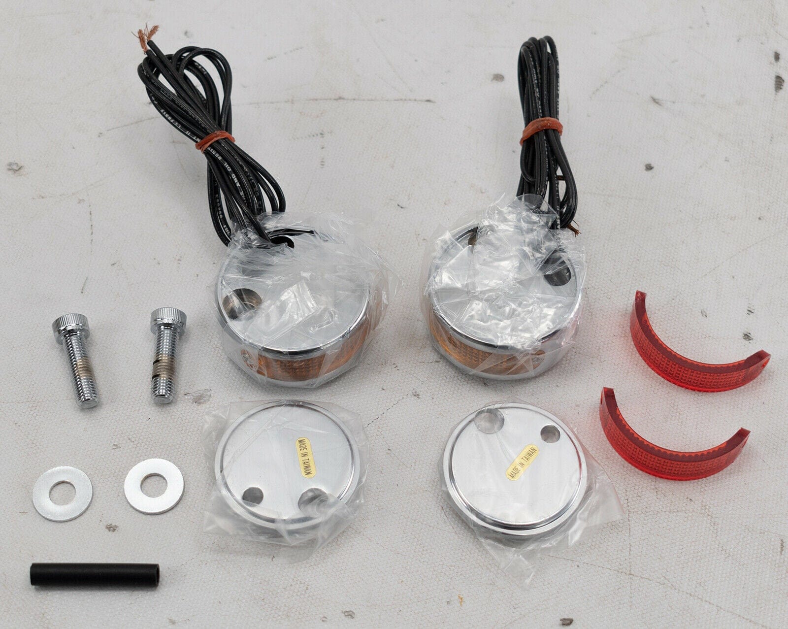 Custom Chrome Rick Doss Round Orange Red Marker Lights Harley Triple T ...