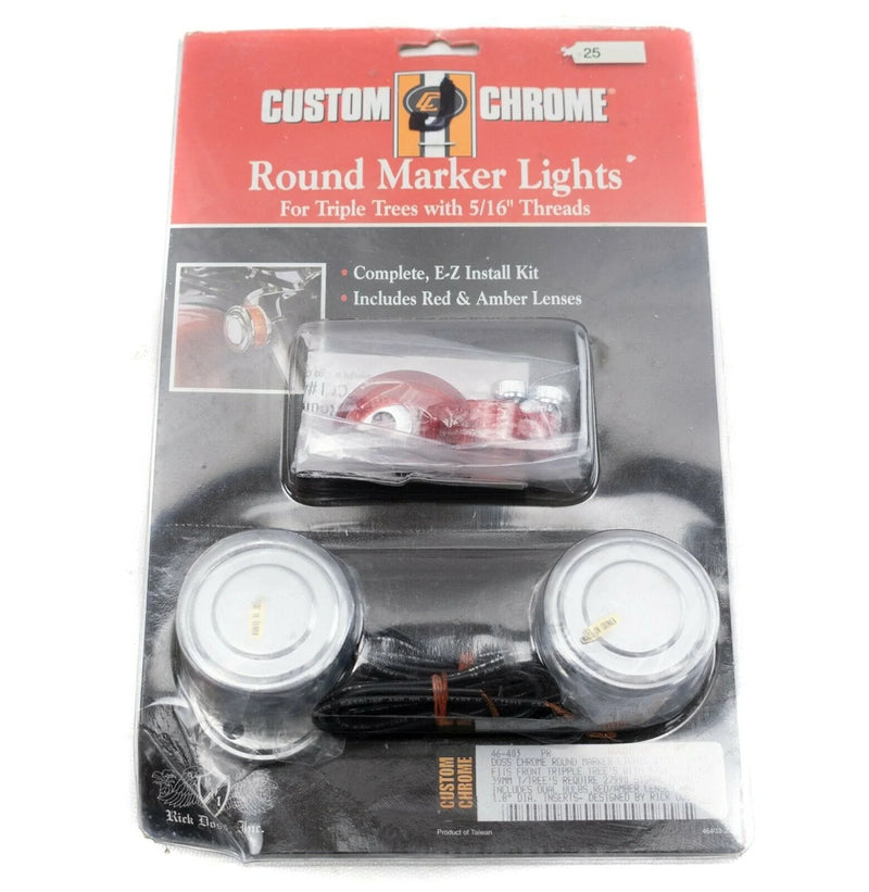 Custom Chrome Rick Doss Round Orange Red Marker Lights Harley Triple T ...